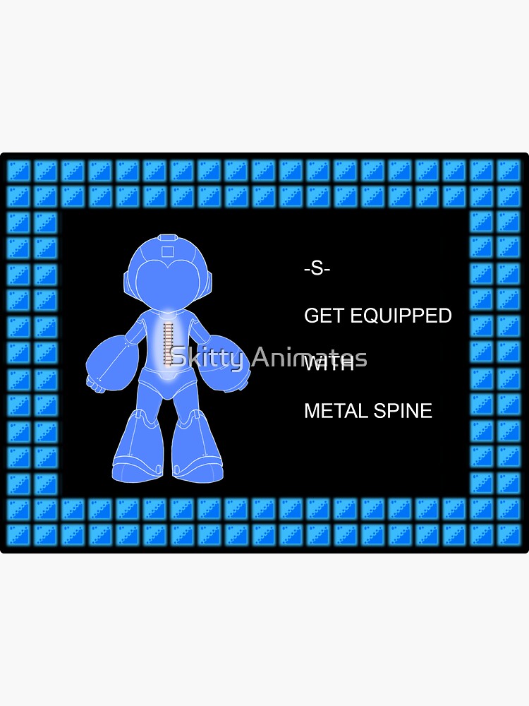 "Mega Man Spinal Fusion - Get Equipped With" Sticker by MysticSanctuary ...