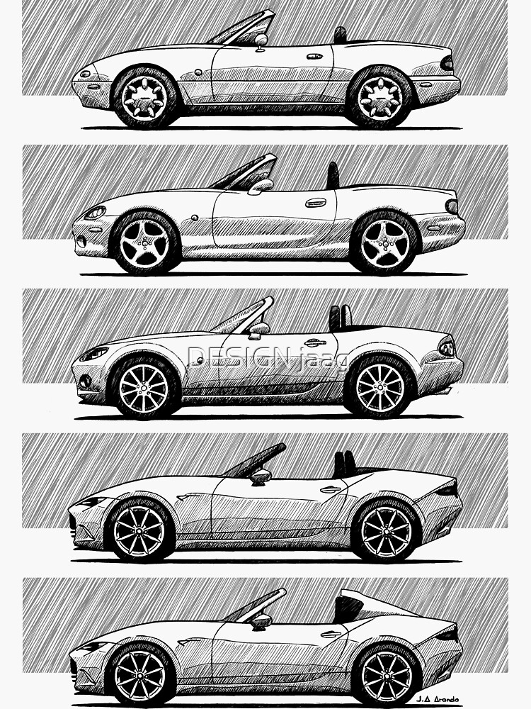 "My drawing of the Japanese roadster car of all generations ...