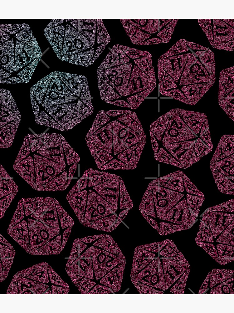 "D20 darker gradient pattern - icosahedron for nerds on black" Backpack ...