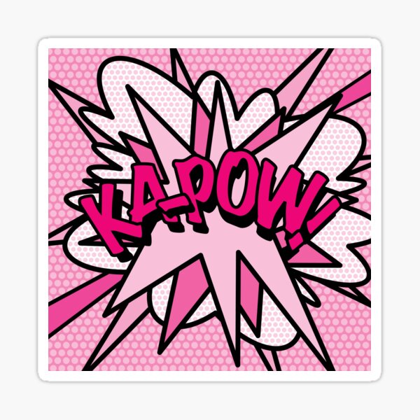 "KAPOW Pink Comic Book Pop Art Modern Fun Typography Design" Sticker ...