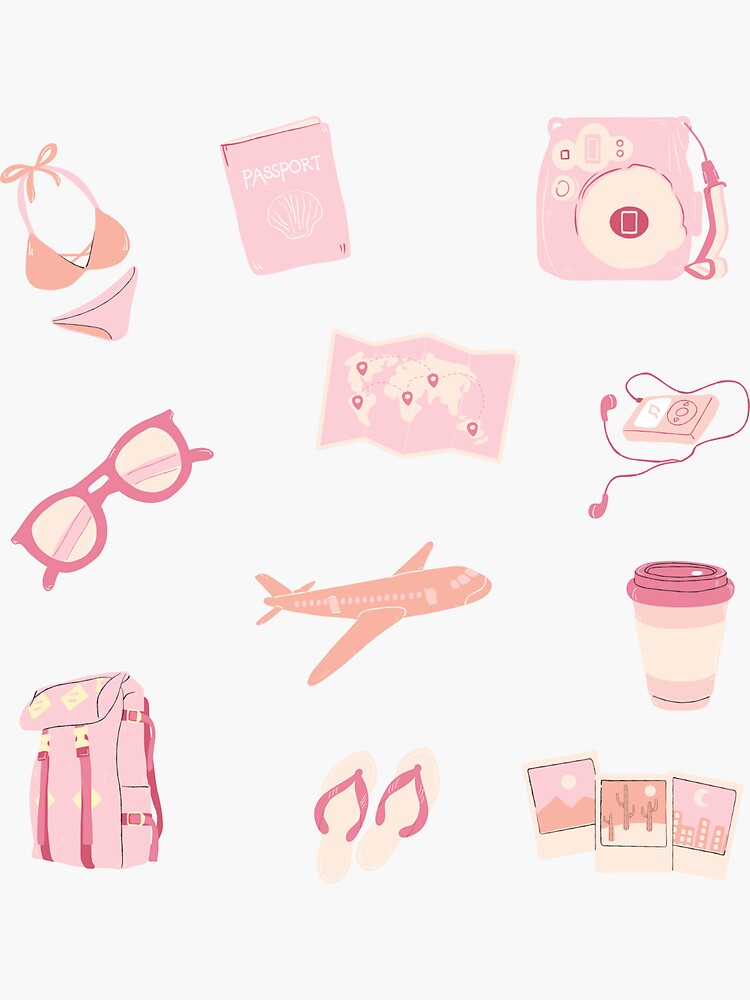 "PINK AESTHETIC TRAVEL STICKER PACK" Sticker by sanchidora26 | Redbubble