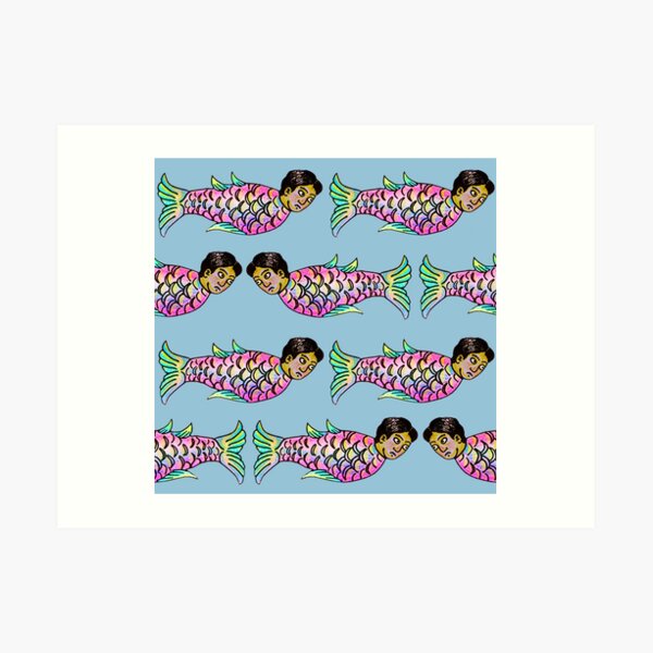 "Blue Fish People Fantasy Color" Art Print by tatutotal | Redbubble