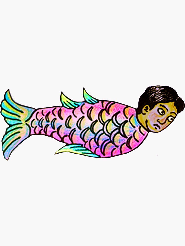"Blue Fish People Fantasy Color" Sticker for Sale by tatutotal | Redbubble