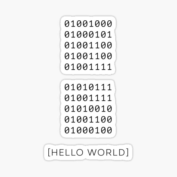  Hello World Binary Code Sticker Binary Code Art Sticker For Sale By Digivinity Redbubble