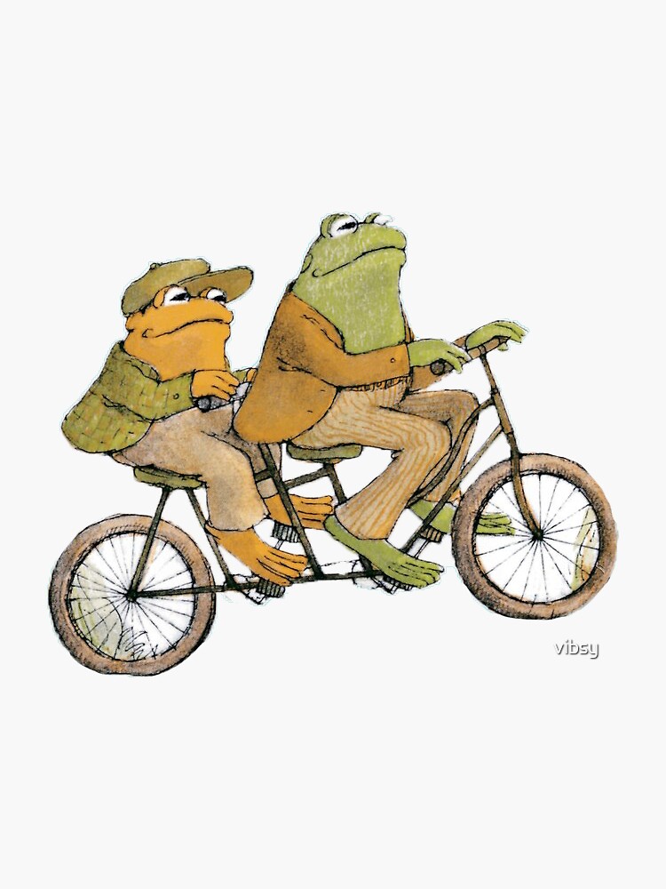 "Frog and Toad on Bike" Sticker for Sale by vibsy | Redbubble