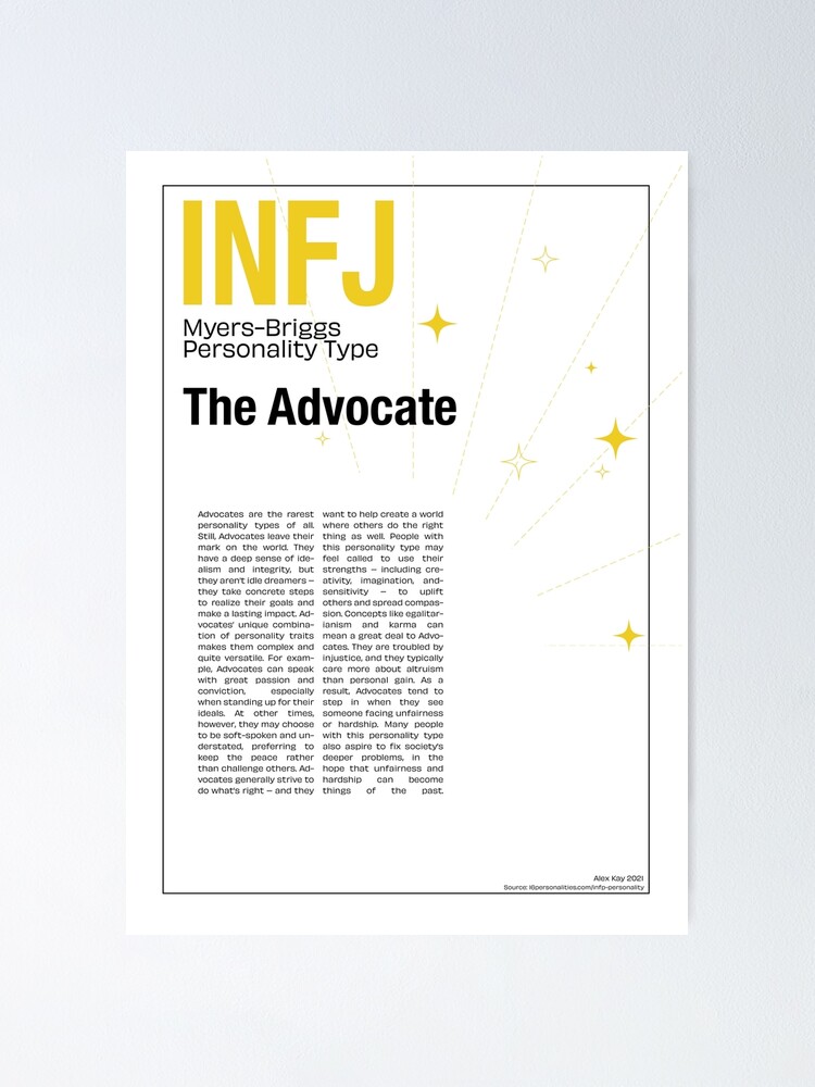 "INFJ Myers-Briggs Personality Type" Poster for Sale by impartialtheory ...