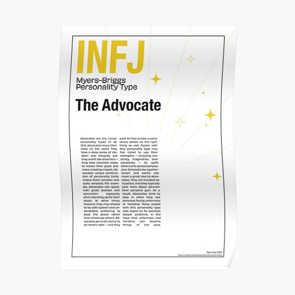 "INFJ Myers-Briggs Personality Type" Poster for Sale by impartialtheory ...