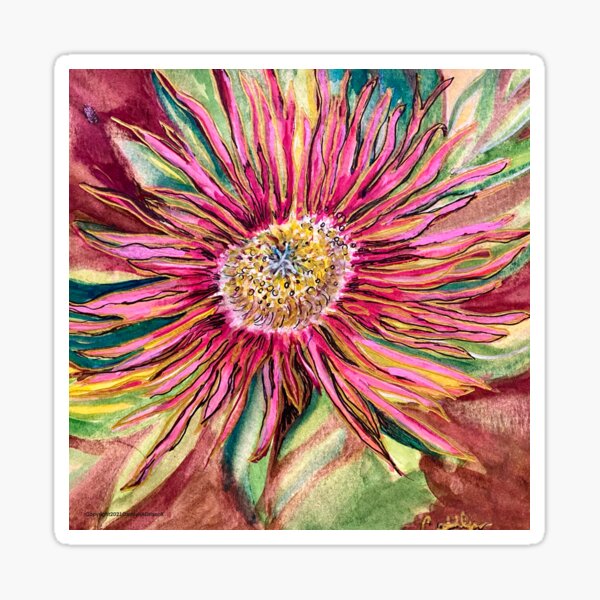 "Pink Barbara Flower" Sticker by HappigalArt | Redbubble