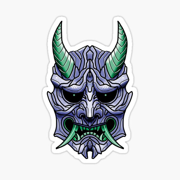 "Cyber Oni (Samurai Mask)" Sticker for Sale by crystaltotem | Redbubble