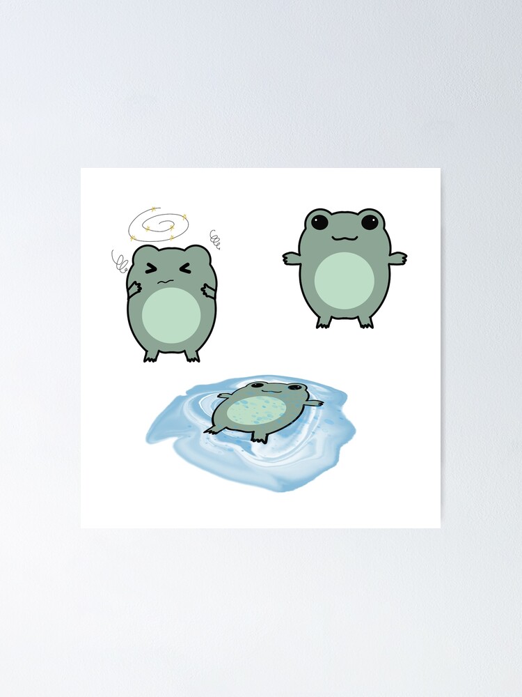 "Cute happy, dizzy, and swimming frog character " Poster for Sale by ...