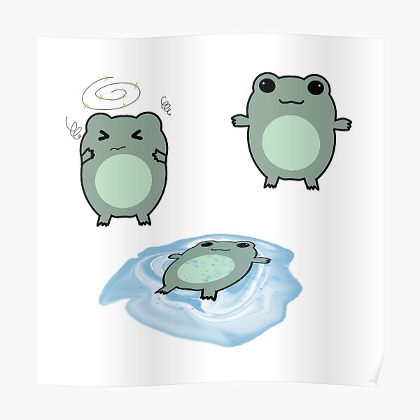 "Cute happy, dizzy, and swimming frog character " Poster for Sale by ...