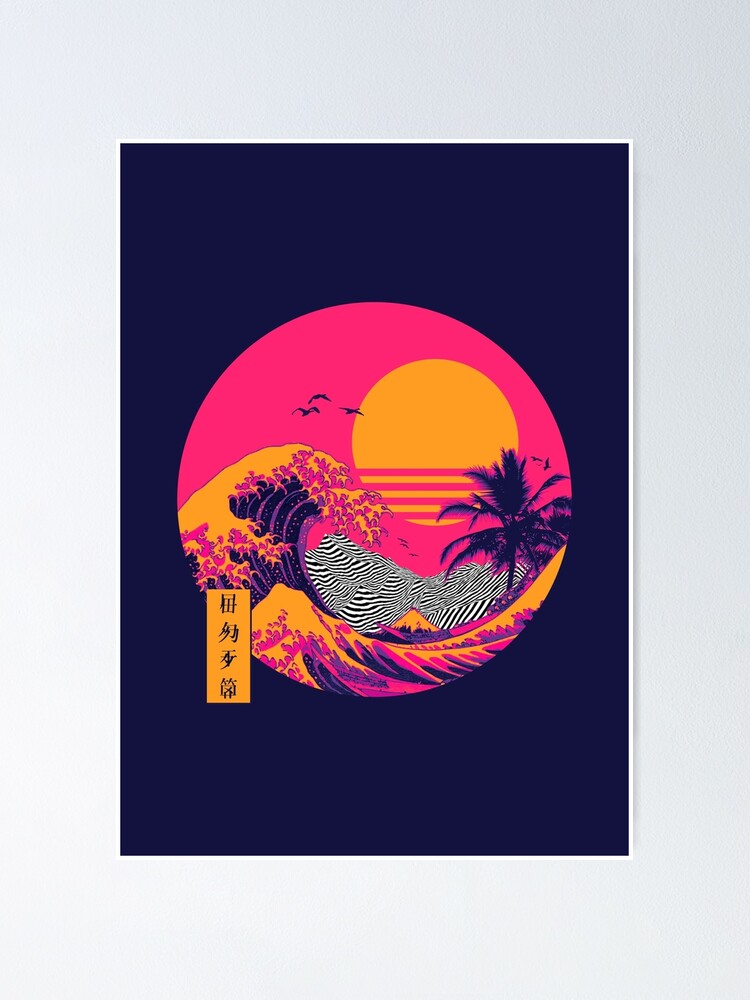 "80s Sunset Great Wave" Poster for Sale by daffaumar12 | Redbubble