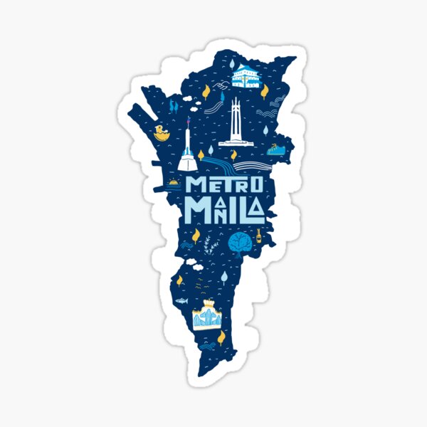 "METRO MANILA PHILIPPINES FILIPINO ILLUSTRATED MAP PRINT" Sticker for ...