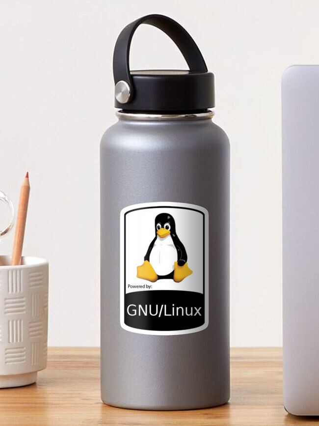 "Powered by GNU/Linux !" Sticker for Sale by valartiste | Redbubble