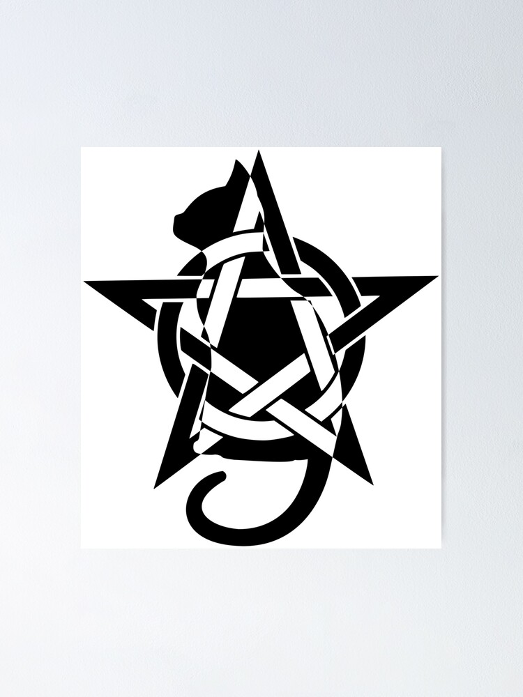 "Wiccan Pentacle Cat | Pentagram Cat Silhouette" Poster for Sale by ...