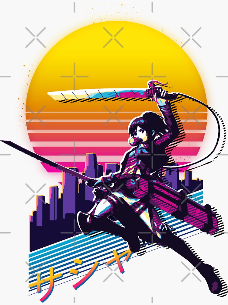 "Attack On Titan - Sasha Braus Retrowave" Sticker for Sale by ZeWiss ...