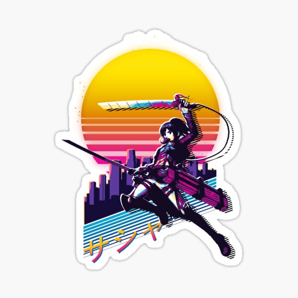 "Attack On Titan - Sasha Braus Retrowave" Sticker for Sale by ZeWiss ...