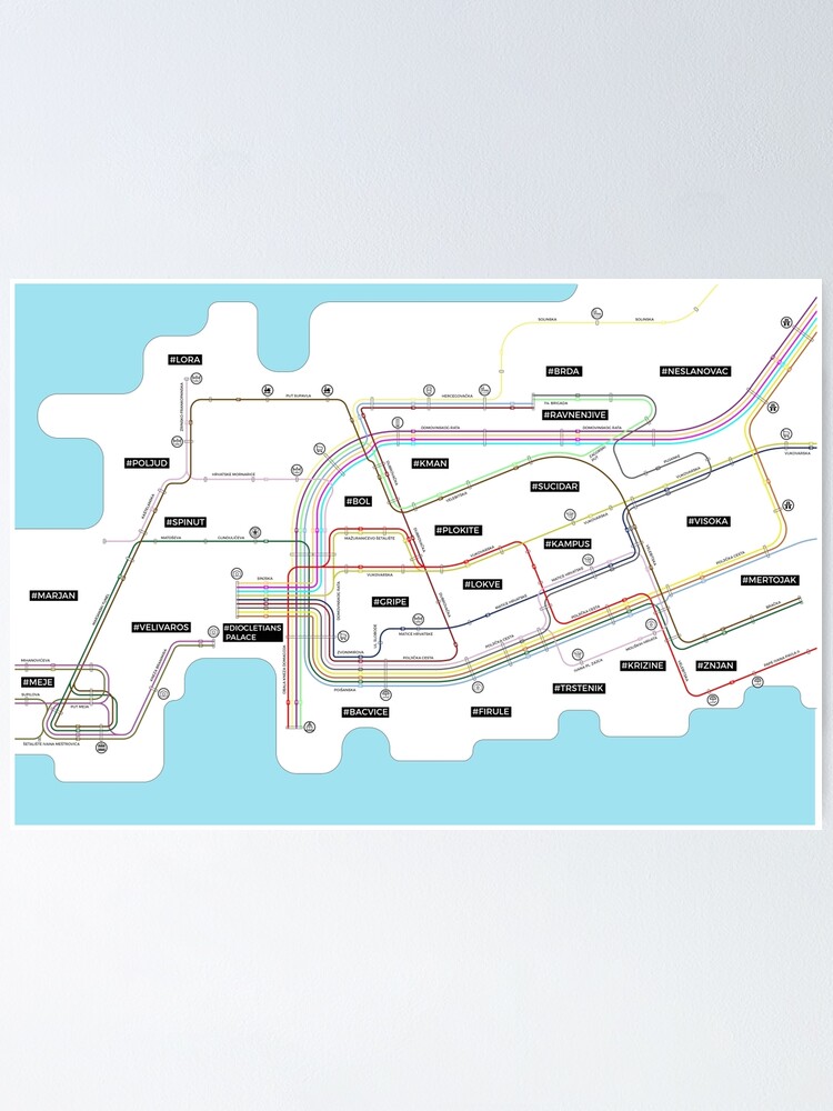 "Split - Croatia Bus Map _ Public Transportation" Poster by ilcroatia ...