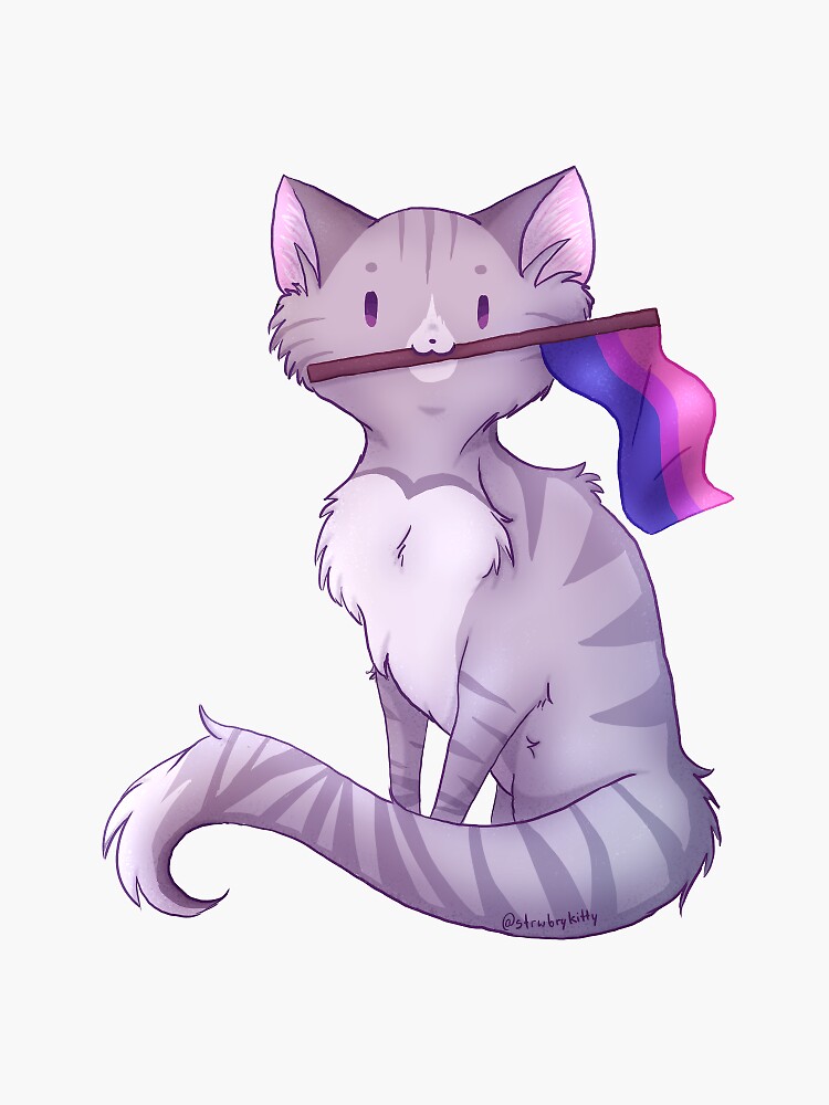 "Bisexual Pride Cat" Sticker for Sale by strwbrykitty | Redbubble