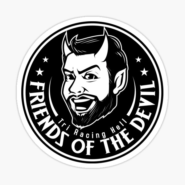 "Friends of the Devil Round Logo B&W" Sticker for Sale by FotD-TriClub ...