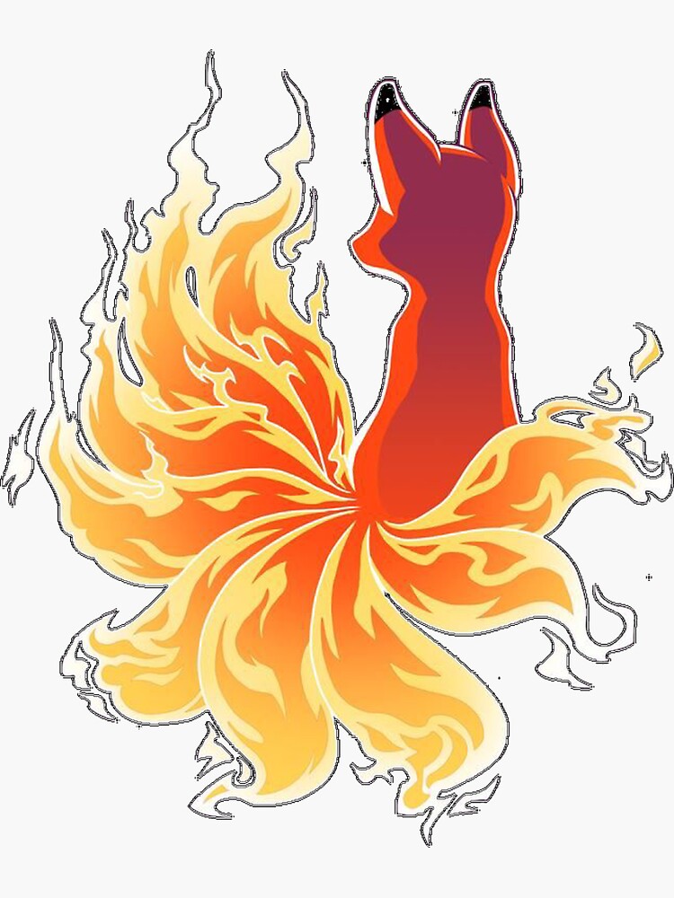 "Fire Kitsune" Sticker for Sale by Dase23 | Redbubble