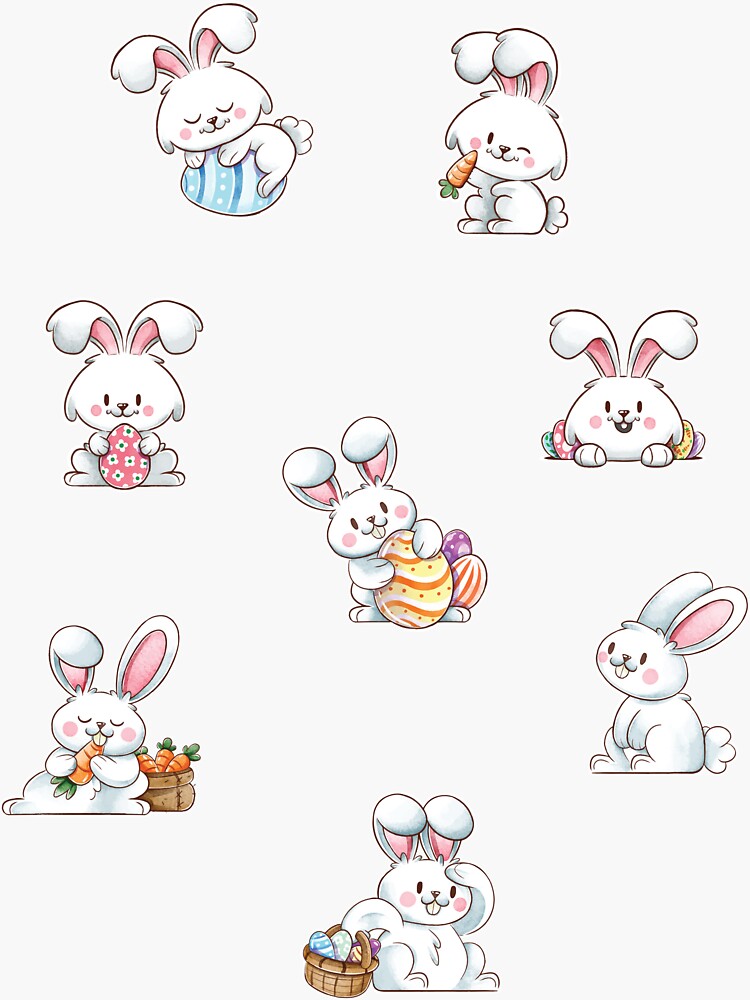 "cute bunny stickers pack" Sticker for Sale by Mujtba01 | Redbubble