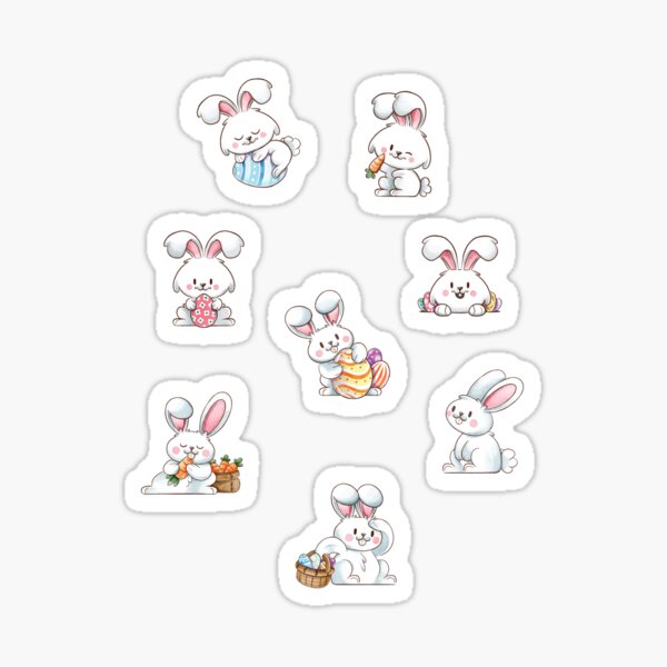"cute bunny stickers pack" Sticker for Sale by Mujtba01 | Redbubble