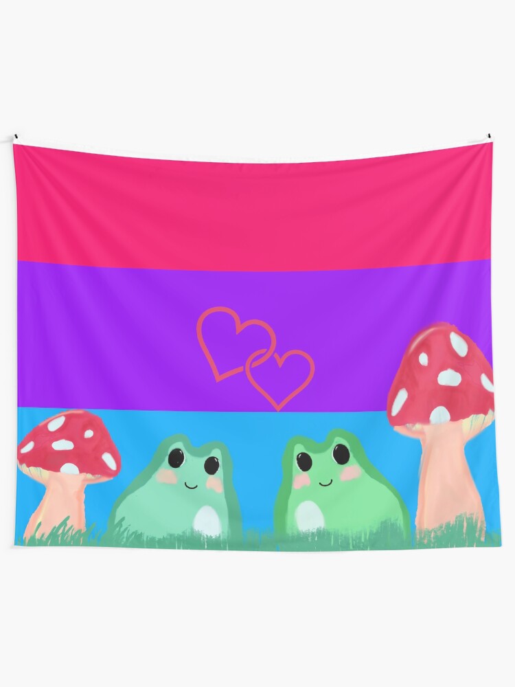 "Bi pride flag with frogs and mushrooms" Tapestry for Sale by jolie-art ...