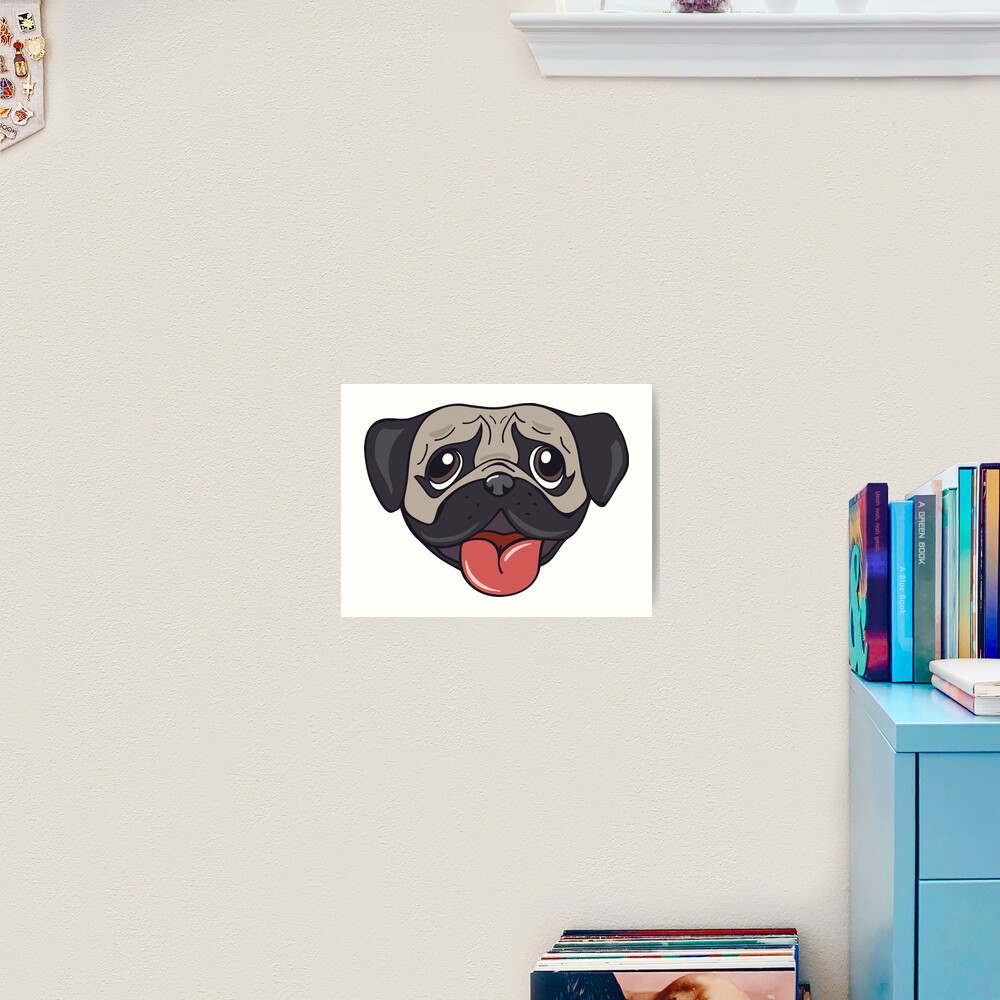 "Cartoon pug dog head print" Art Print by TorriPhoto | Redbubble