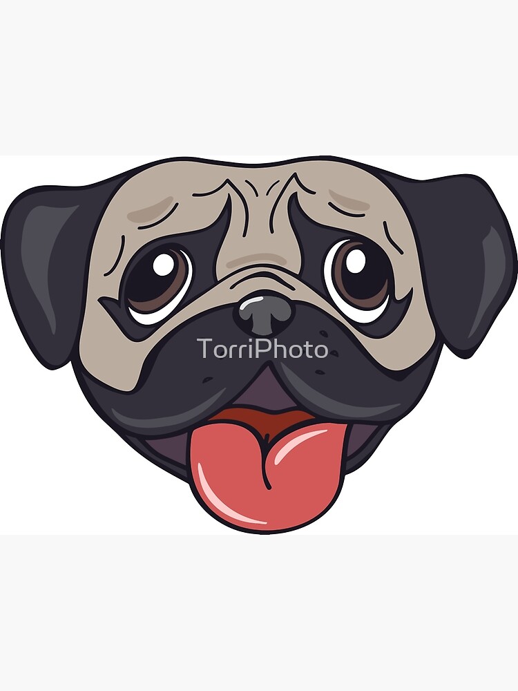 "Cartoon pug dog head print" Art Print by TorriPhoto | Redbubble