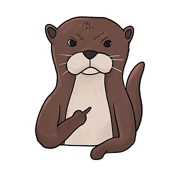 "Grumpy Otter Holding Middle Finger " Sticker for Sale by Mesyo | Redbubble