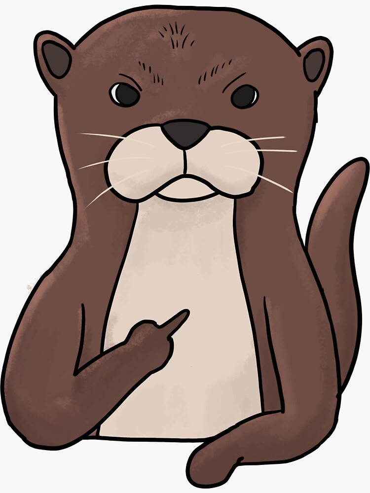 "Grumpy Otter Holding Middle Finger " Sticker for Sale by Mesyo | Redbubble