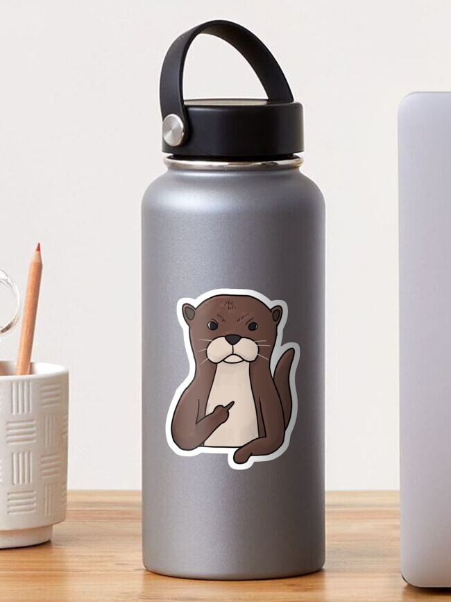"Grumpy Otter Holding Middle Finger " Sticker for Sale by Mesyo | Redbubble