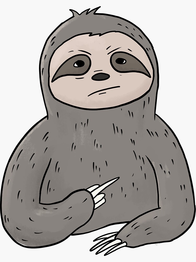"Grumpy Sloth Holding Middle Finger " Sticker for Sale by Mesyo | Redbubble