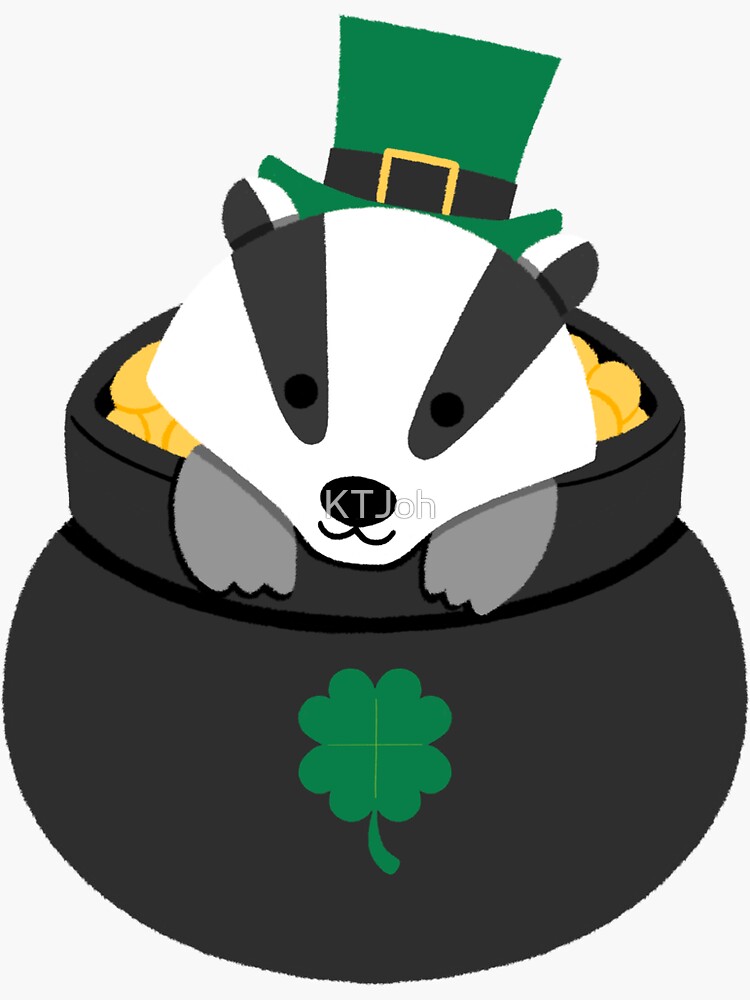 "Lucky Badger in a Gold Pot" Sticker for Sale by KTJoh | Redbubble