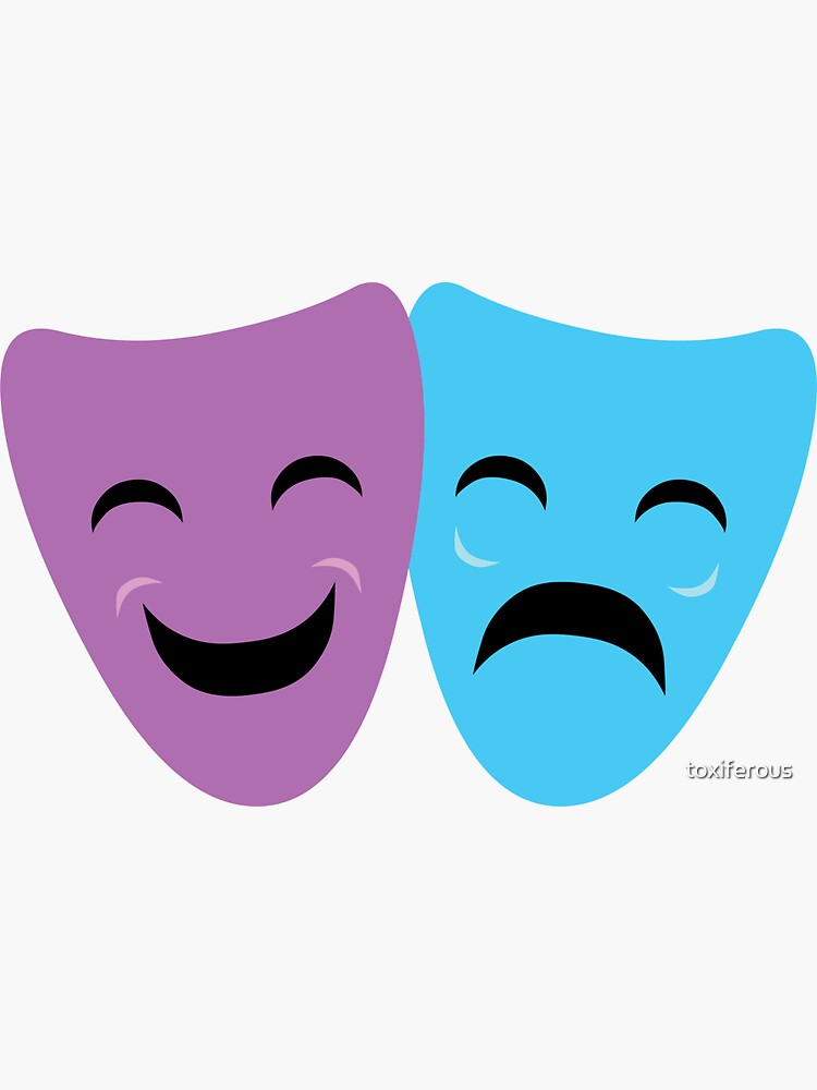 "Blue and Purple Comedy and Tragedy Drama Masks" Sticker for Sale by ...