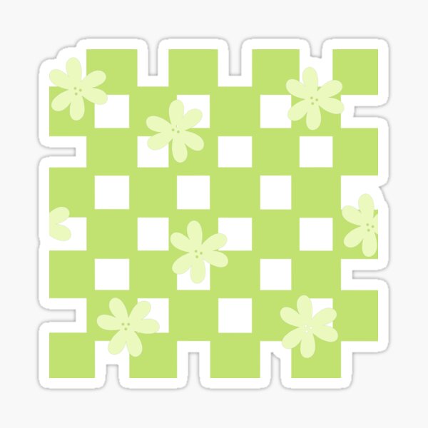 "Checker Board with flowers- lime green" Sticker for Sale by ...