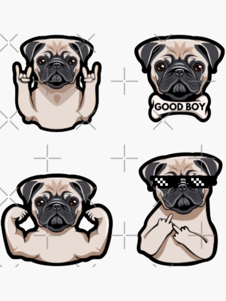 "pug pack " Sticker for Sale by THISPUGVIBE | Redbubble