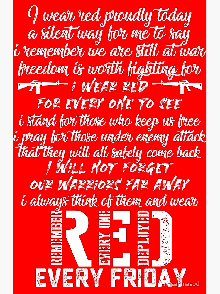 "Red Friday Remember The Deployed Military Troops Poem" Poster by ...