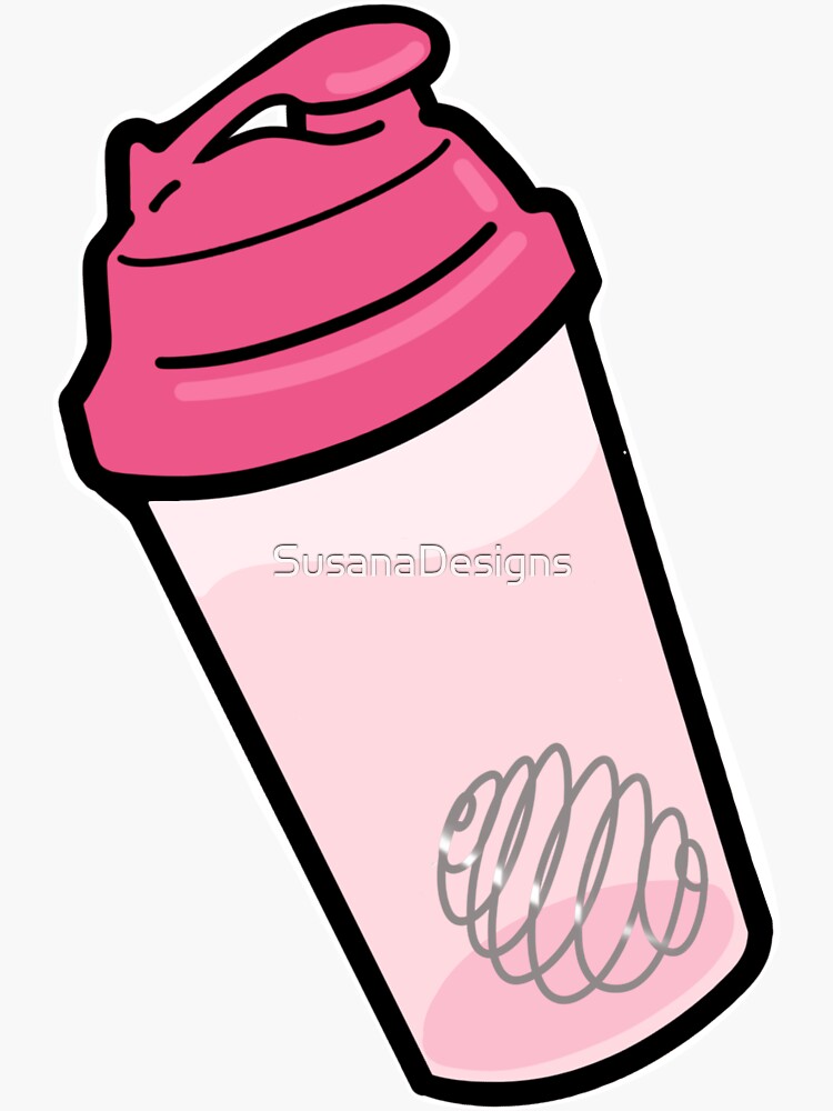 "Protein Shake in Pink" Sticker for Sale by SusanaDesigns | Redbubble