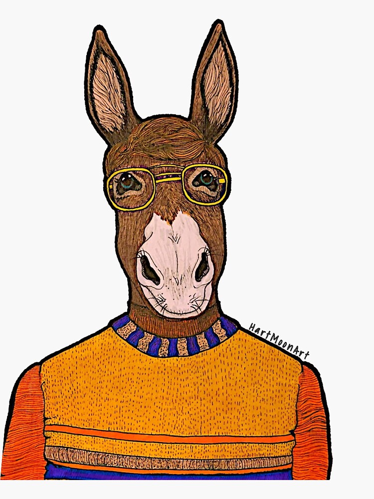 "70’s Donkey Man" Sticker for Sale by HartMoonArt | Redbubble