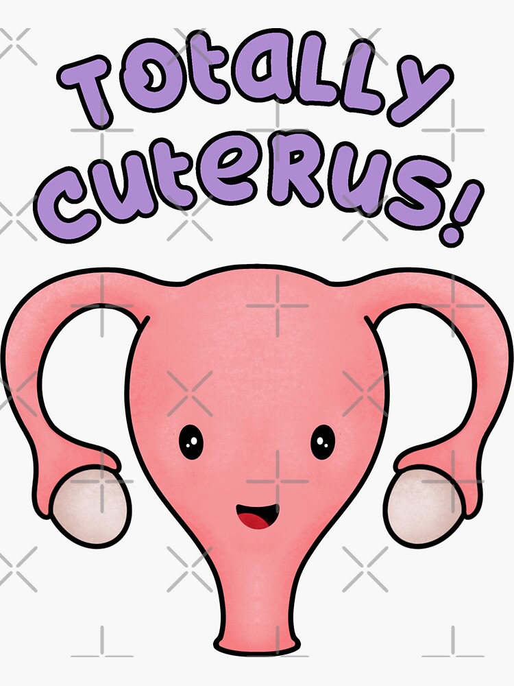 "Totally Cuterus Uterus in Red" Sticker by joanandrose1 | Redbubble