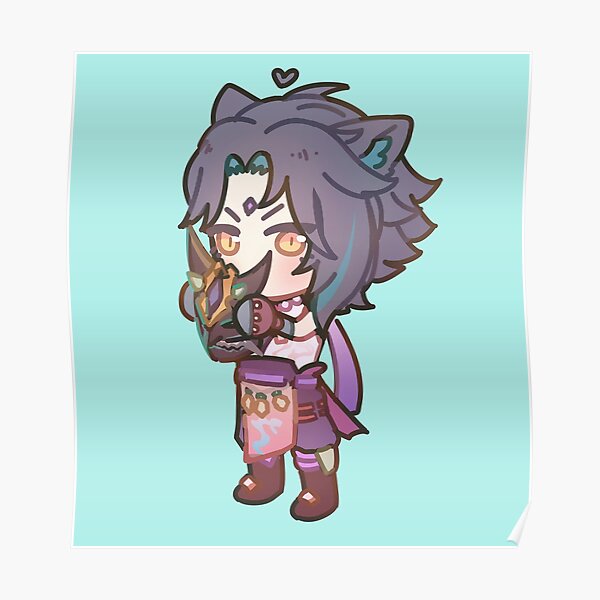"Xiao Genshin Impact Catboy Chibi" Poster for Sale by Chacken | Redbubble