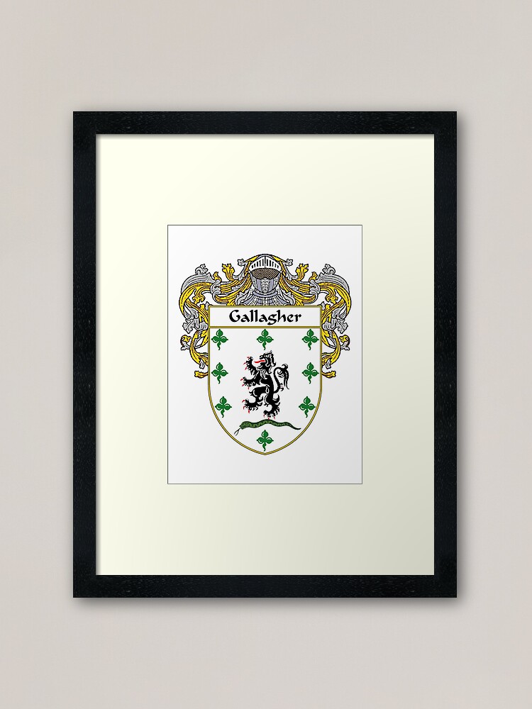 "Gallagher Coat of Arms/Family Crest" Framed Art Print for Sale by ...
