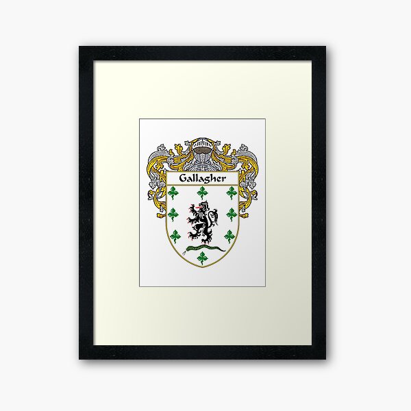 "Gallagher Coat of Arms/Family Crest" Framed Art Print for Sale by ...