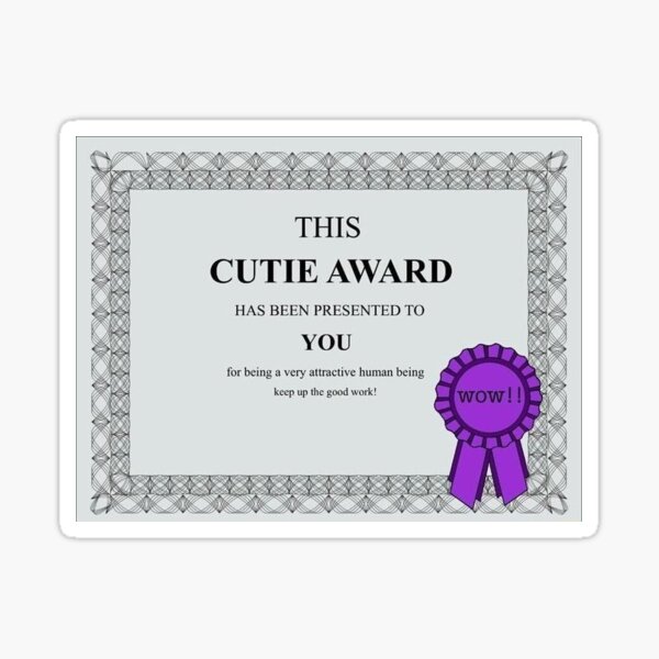 "Cutie Award " Sticker by sadeadart | Redbubble
