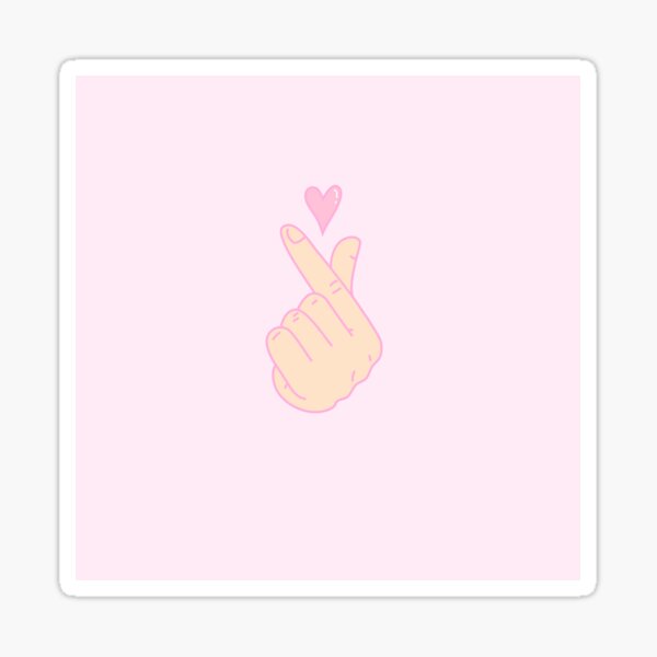 "Cute Pink Finger Heart" Sticker by erbearbean | Redbubble