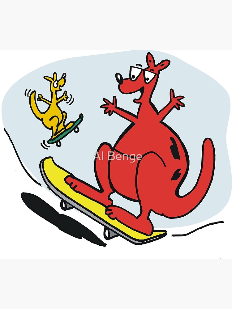 "Cartoon of cute kangaroos riding skateboards." Photographic Print by ...