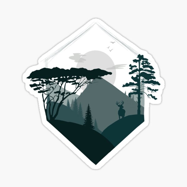 "Minimalist Green Forest" Sticker by vmaetlntno | Redbubble