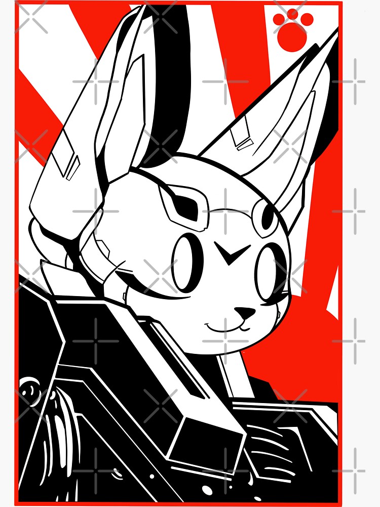 "Mecha Cat" Sticker for Sale by Artthree | Redbubble